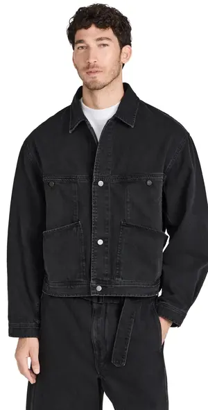 Lemaire 4 Pocket Blouson Jacket In Denim Soft Bleached Blk - 30